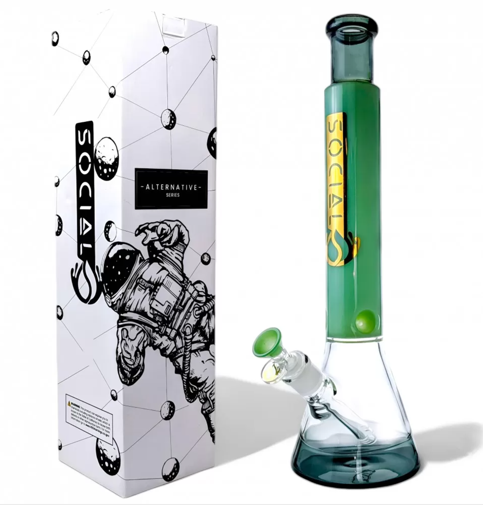 Social Glass - 16" Flowing Funnel Tubular Beaker | Inhale More